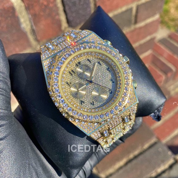 Accessories | Iced Bling Out Mens Luxury White Gold Plated Arabic Dial ...